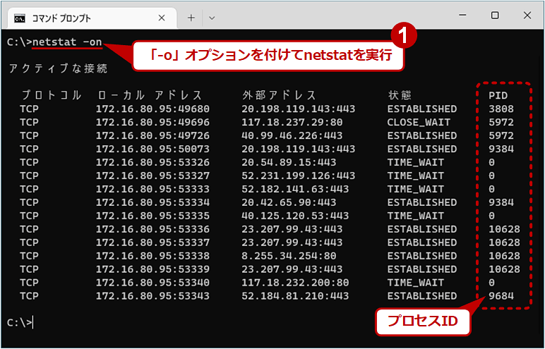 TCP/IP通信の状態を調べる「netstat」コマンドを使いこなす【Windows OS】：Tech TIPS（2/2 ページ） - ＠IT