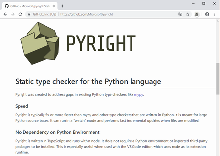 Microsoft、Pythonの静的型チェック機能を提供する「VS Code」プラグイン「Pyright」を公開：mypyなどより5倍以上高速 - ＠IT
