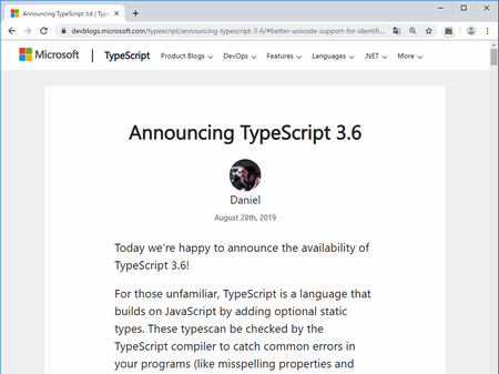 Microsoft、プログラミング言語「TypeScript 3.6」を公開：開発者エクスペリエンスを向上 - ＠IT