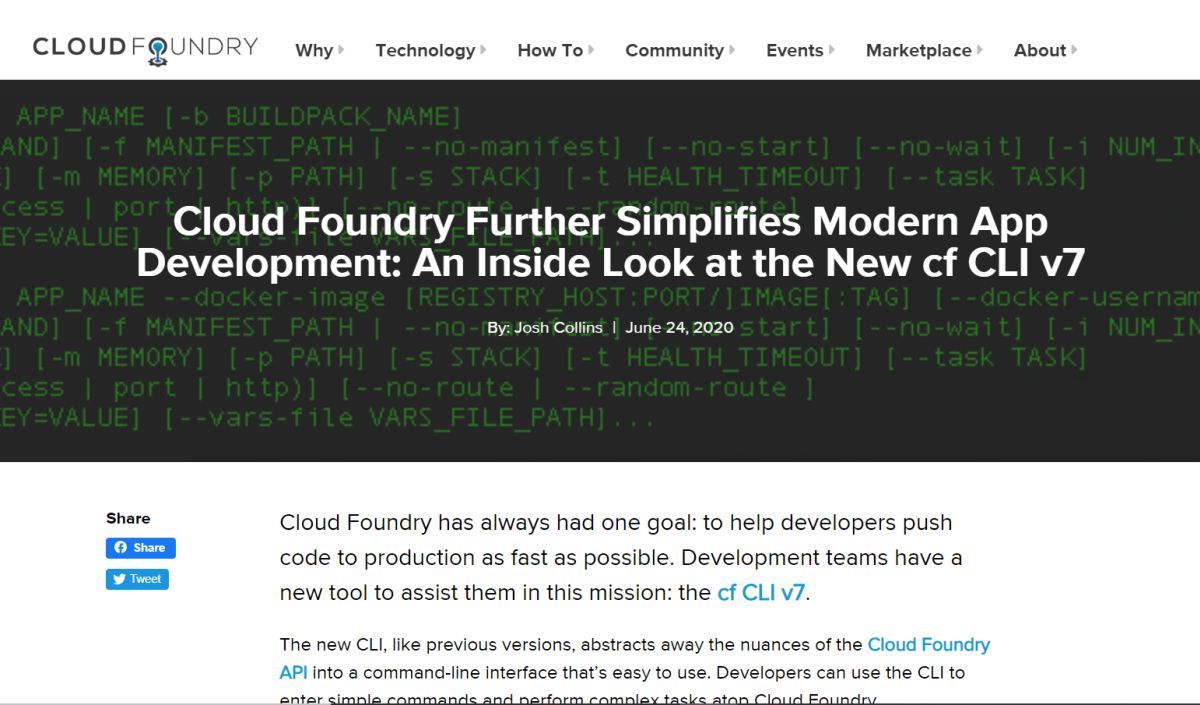 Cloud Foundryで新CLIが発表、ローリングアップデートを1コマンドで実行：Cloud Foundry Summitで発表 - ＠IT