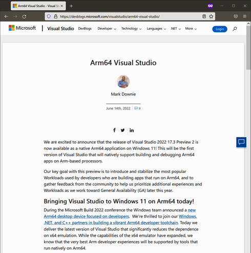 Arm64デバイスでネイティブ開発が可能に、「Visual Studio 2022 17.3 Preview 2」がリリース：Arm64アプリのビルドとデバッグが可能に - ＠IT