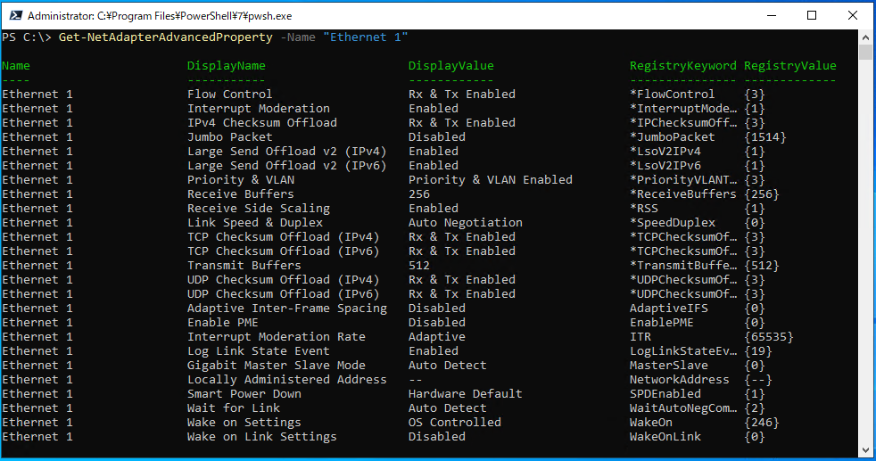 Get Netadapteradvancedproperty 】コマンドレット――コンピュータのネットワークアダプターの詳細設定を取得する：windows Powershell基本tips