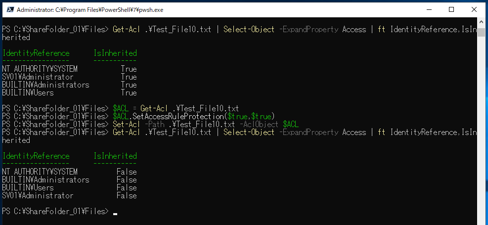 Set-Acl 】コマンドレット――ファイルのアクセス権を設定する（1）基本的な使い方とアクセス権の「継承」：Windows PowerShell基本Tips（82） - ＠IT