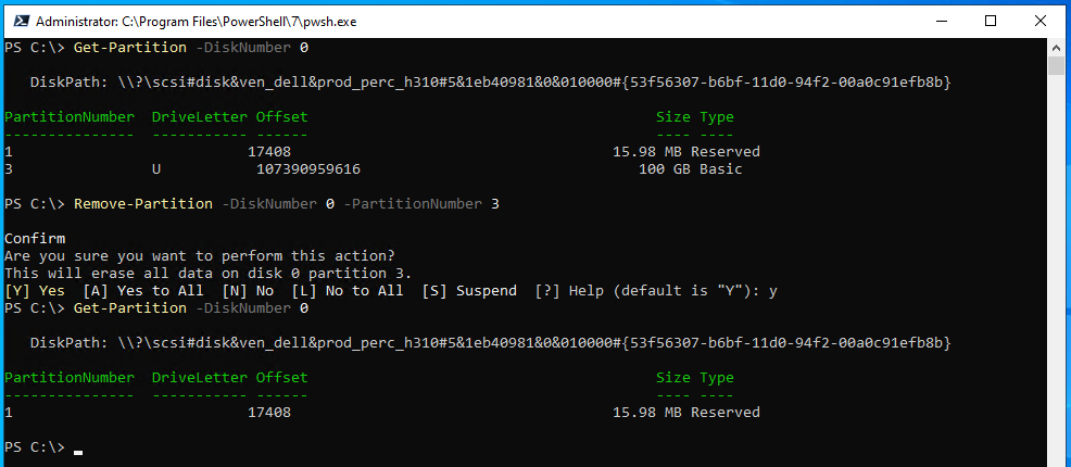 Remove Partition 】コマンドレット――ディスク上のパーティションを削除する：windows Powershell基本tips（99） ＠it