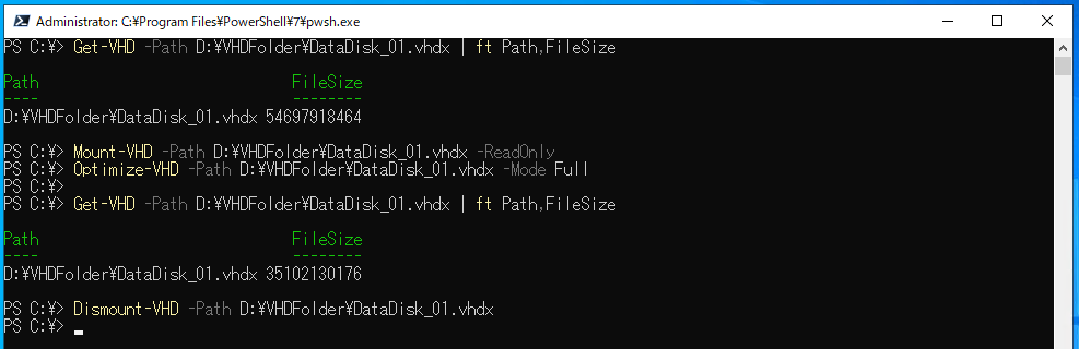 Optimize Vhd 】コマンドレット――容量固定仮想ディスク以外の仮想ディスクを最適化する：windows Powershell基本tips（113） ＠it