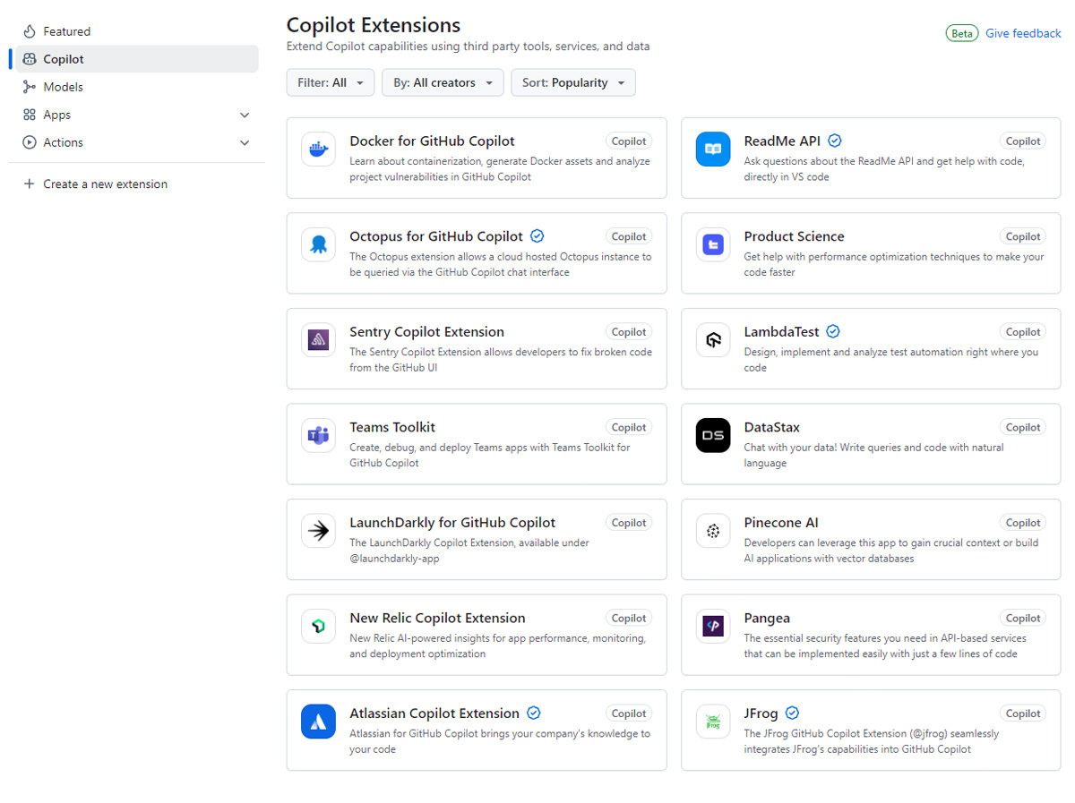 「GitHub Copilot Extensions」パブリックβ版、提供開始 拡張機能を作れるツールキットも利用可能に：GitHub Copilotのチャットで外部のツールやサービスを操作 ...