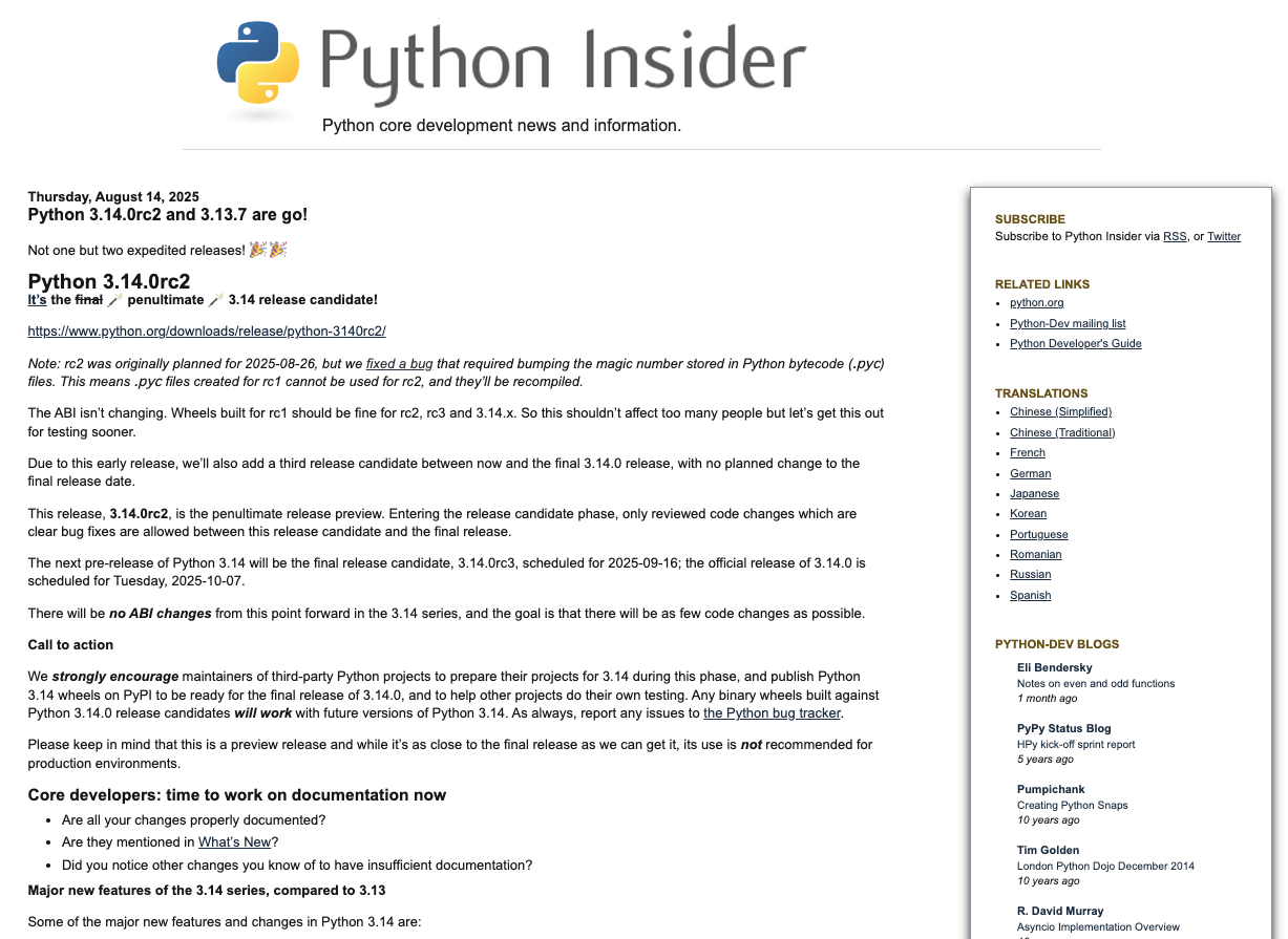 Python 3.14.0rc2／3.13.7リリース：Python 3.14のテンプレート文字列についても解説：Deep Insider Brief ― 技術の“今”にひと言コメント - ＠IT